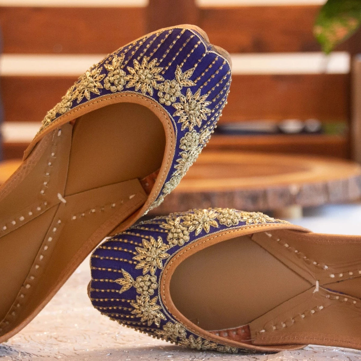 ROYAL AFFAIR: Handcrafted Designer Royal Blue Punjabi Jutti - Amaryllis ...